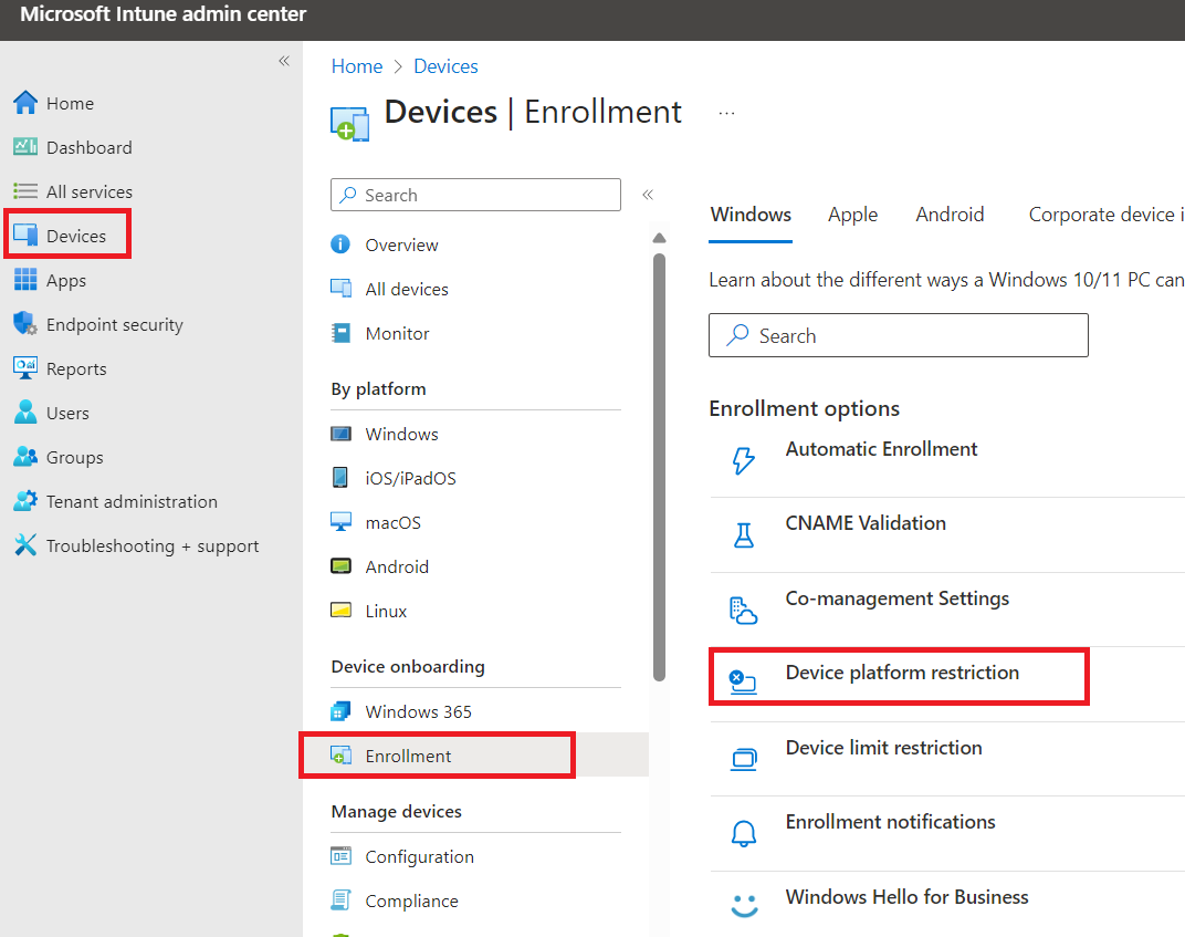 Microsoft Intune 14 – Block and Control Device Enrolment. – @2codemonte